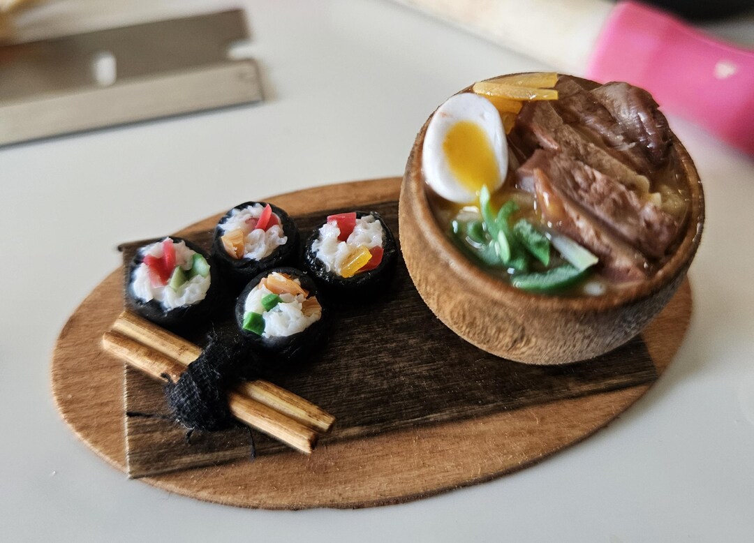 Ramen Bowl With Sushi Magnets/ Miniature Clay Magnets - Etsy