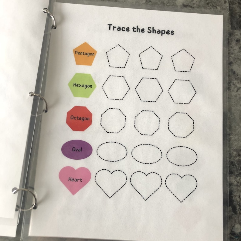 Learning Shapes, Preschool, Pre-k Learning, Dry Erase Book - Etsy