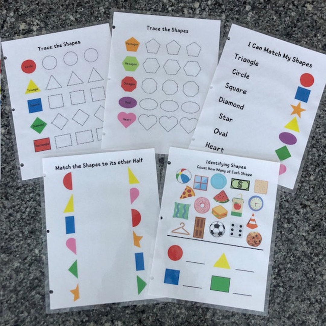 Learning Shapes, Preschool, Pre-k Learning, Dry Erase Book - Etsy