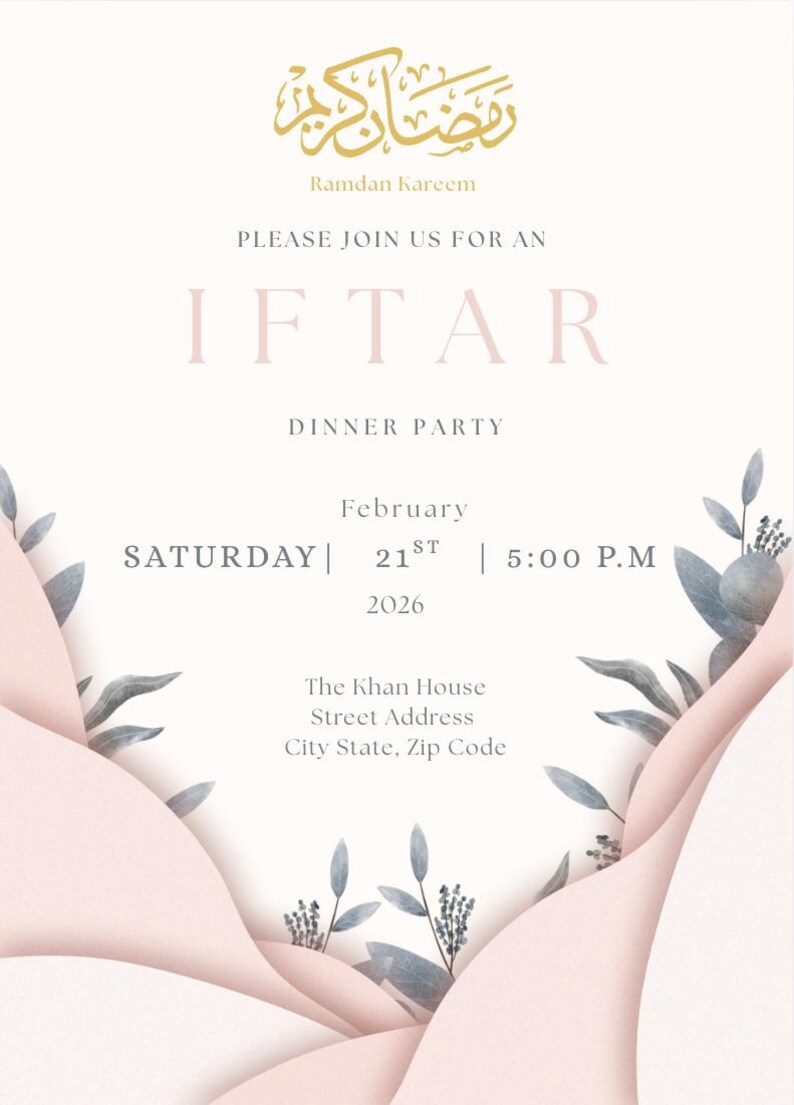 Ramadan Iftar Invitation Template | Digital Download | Islamic Dinner ...