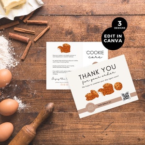 Thank You Tag Cookie Business, Customizable Cookie Care Card, Editable ...