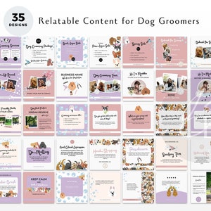 Dog Groomer Instagram Posts, Dog Social Media Templates, Editable in ...