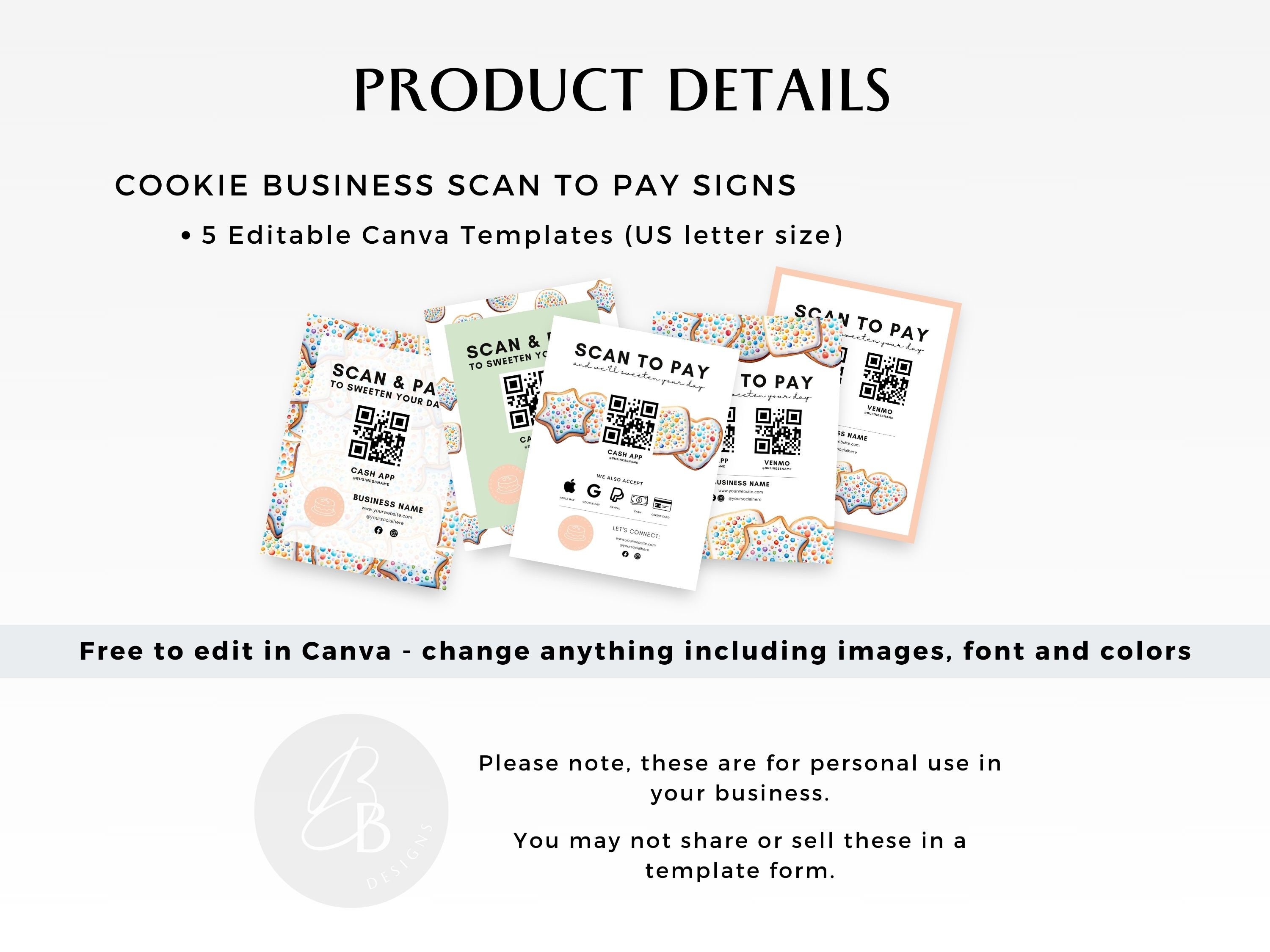 Scan to Pay Cookie Sign, Custom QR Code Payment Signs, Cookie Business ...