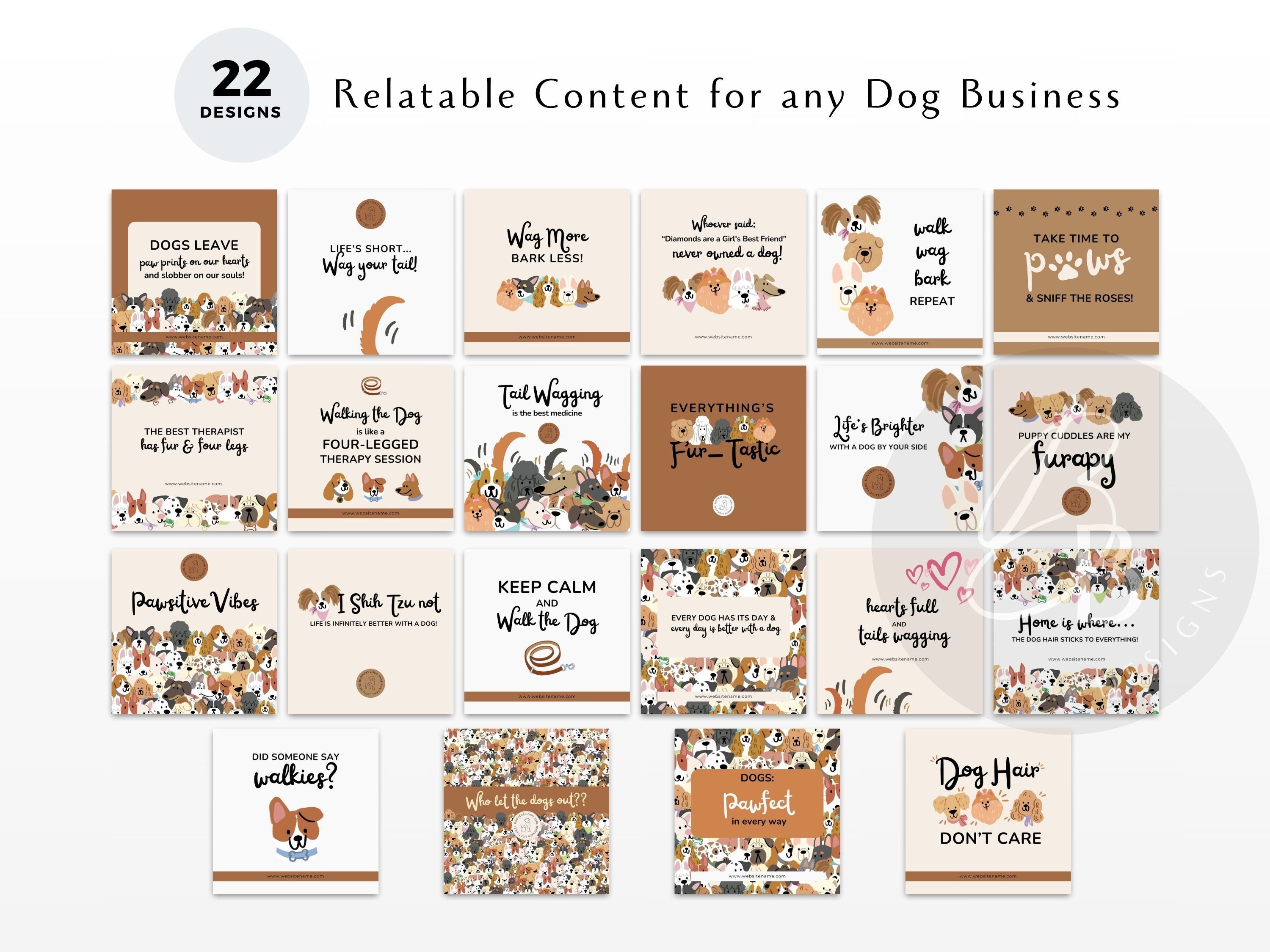 Dog Social Media Template Bundle, Instagram Posts, Editable Canva ...