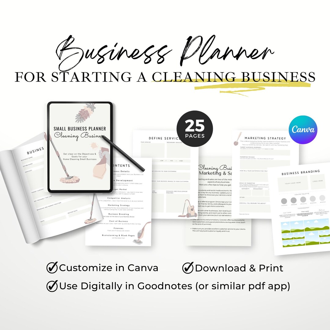 Cleaning Business Printable Business Planner, Digital Planner ...