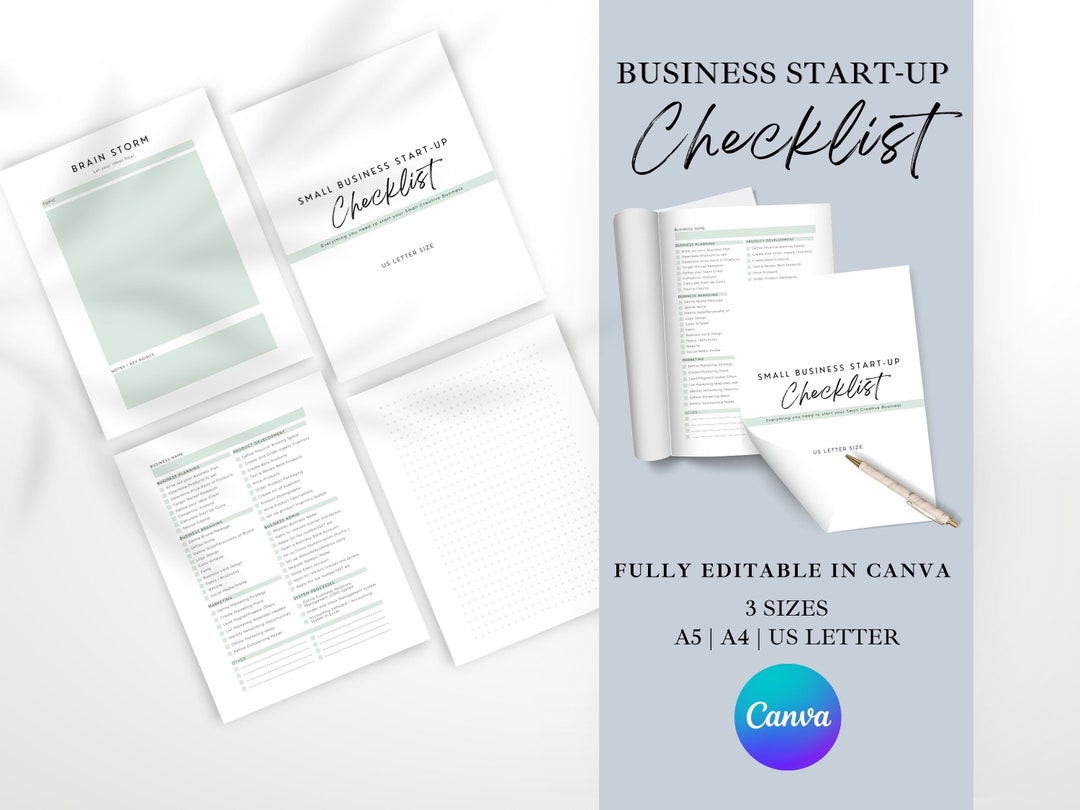 Business Start-up Checklist, Small Business Checklist, Editable ...