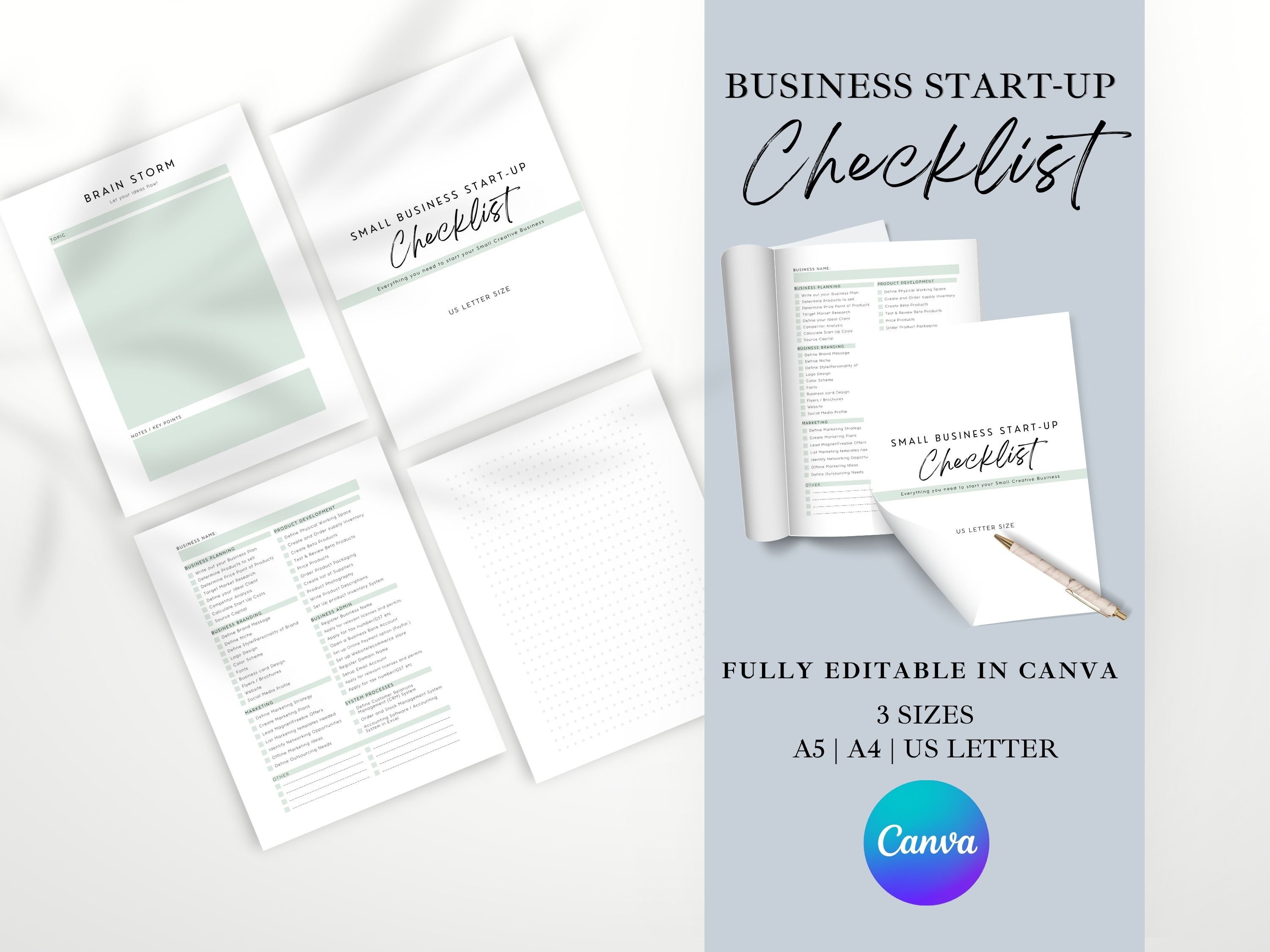 Business Start-up Checklist, Small Business Checklist, Editable ...