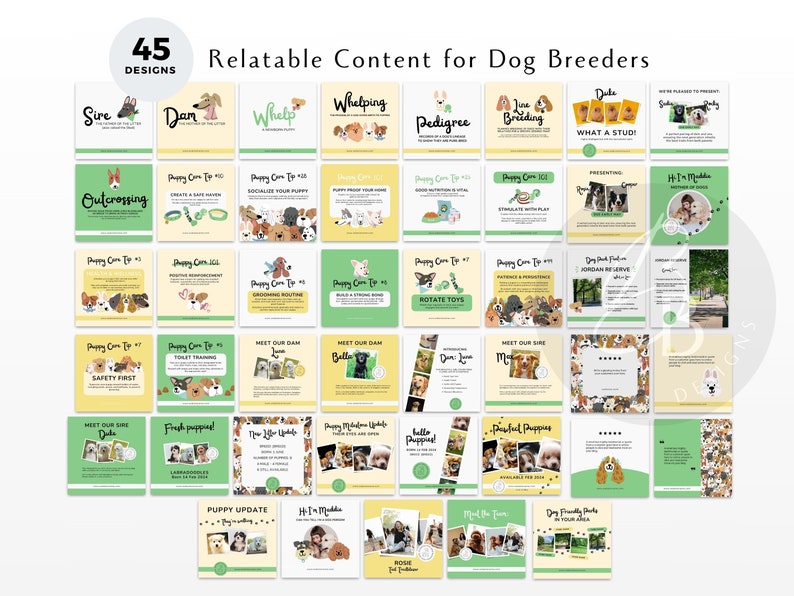 Dog Social Media Template Bundle, Instagram Posts, Editable Canva ...