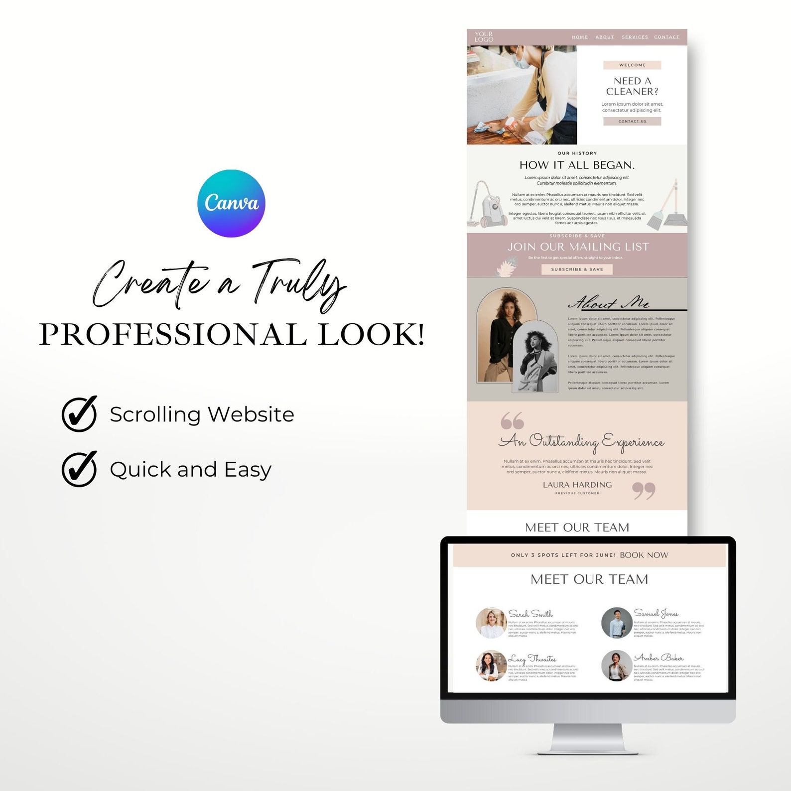 Canva Website Template Cleaning Business, Landing Page, Sliding Website ...