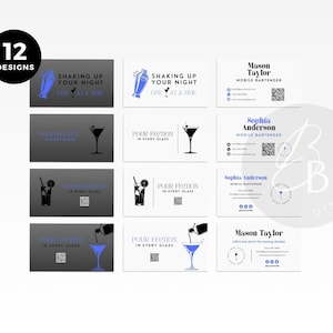 Mobile Bartender Business Cards, DIY QR Code Customizable, Modern ...
