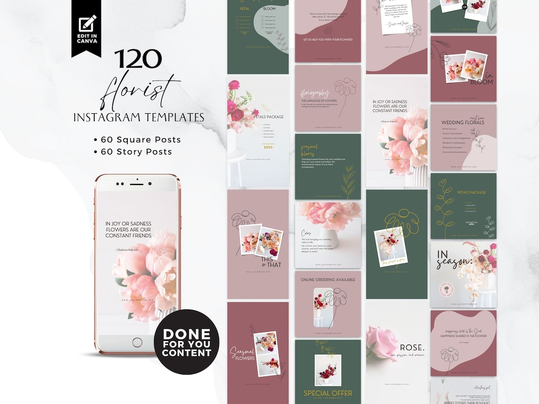 120 Florist Instagram Templates, Flower Shop Insta Story Posts ...