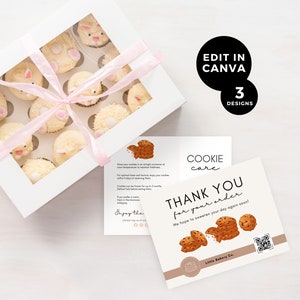 Thank You Tag Cookie Business, Customizable Cookie Care Card, Editable ...