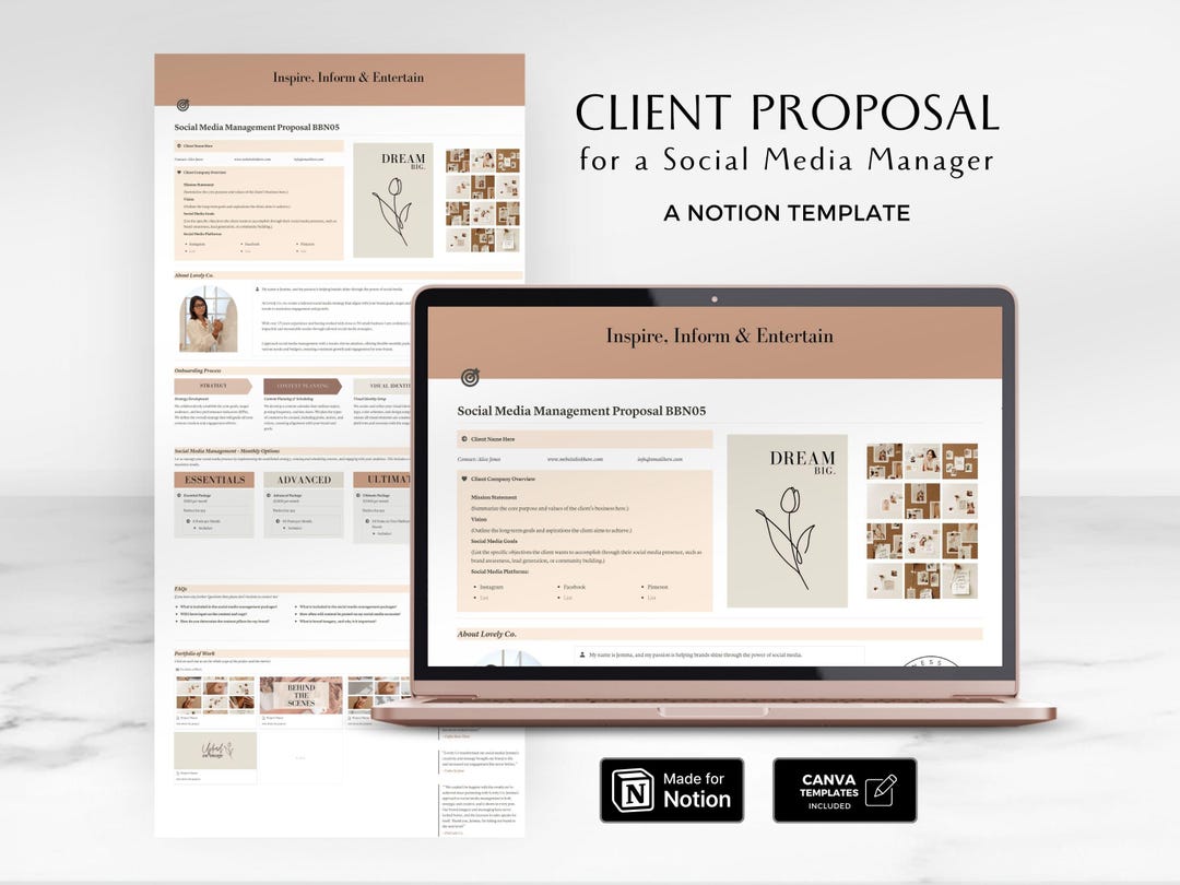 Notion Template Client Project Proposal, Social Media Manager ...