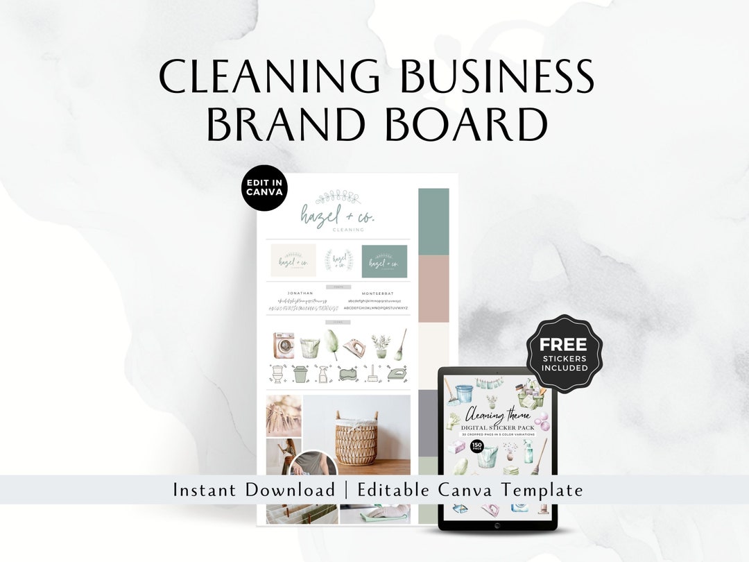 Cleaning Business Branding Kit, Brand Board Canva Template, DIY ...