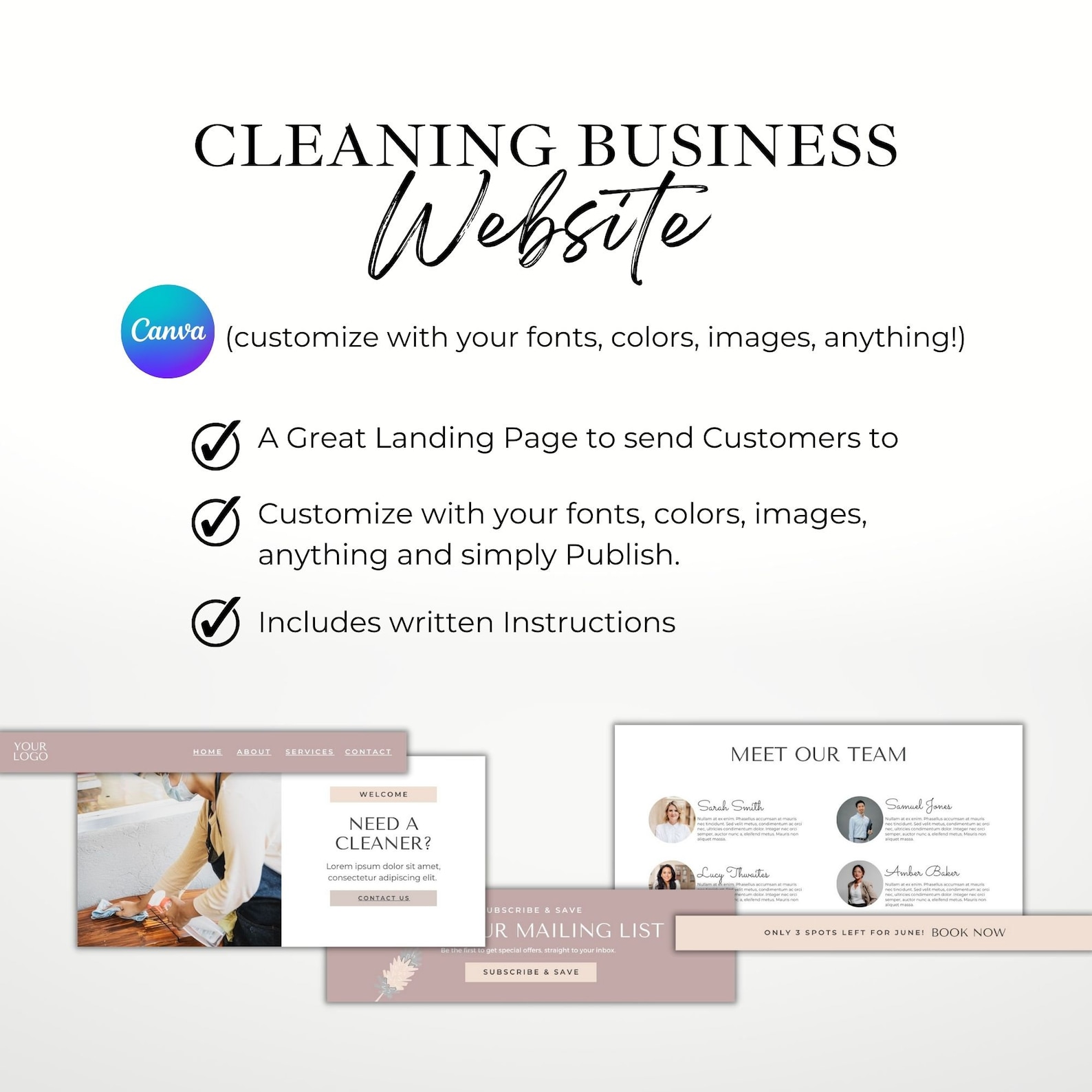 Canva Website Template Cleaning Business, Landing Page, Sliding Website ...