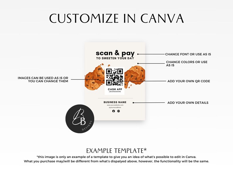 Scan to Pay Cookie Sign, Custom QR Code Payment Signs, Cookie Business ...