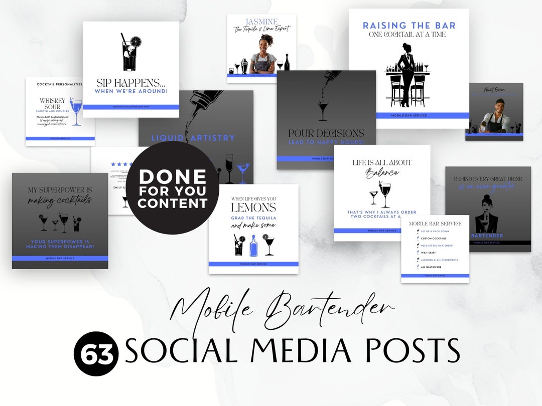 Mobile Bartending Templates for Social Media, Done for You Instagram ...
