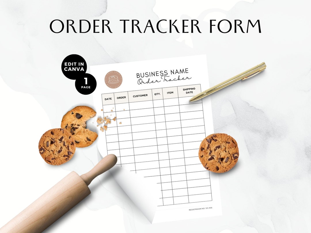 Cookie Business Forms - Order Tracker, One Page Editable Canva Template ...