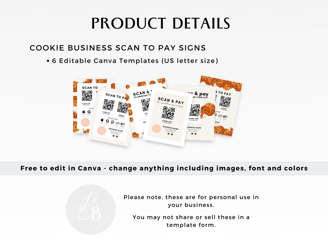 Scan to Pay Cookie Sign, Custom QR Code Payment Signs, Cookie Business ...
