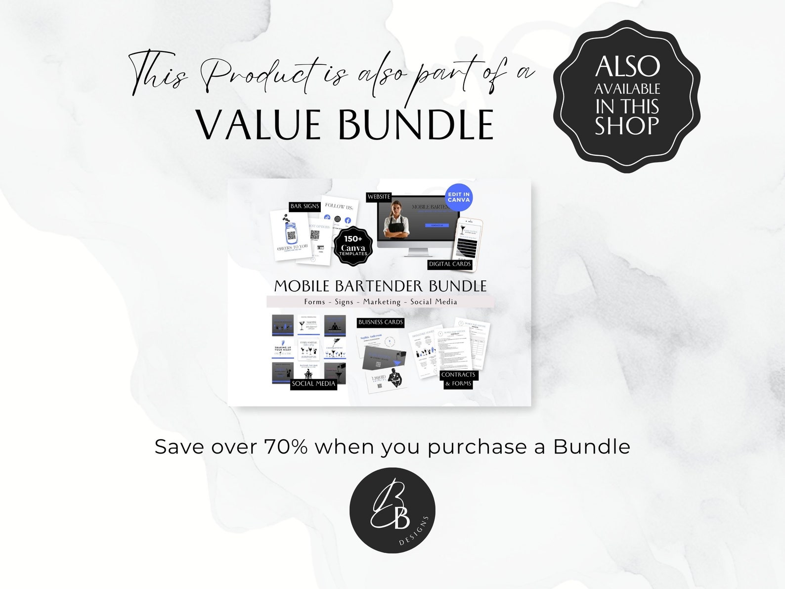 Mobile Bartender Business Cards, DIY QR Code Customizable, Modern ...