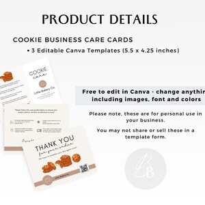 Thank You Tag Cookie Business, Customizable Cookie Care Card, Editable ...