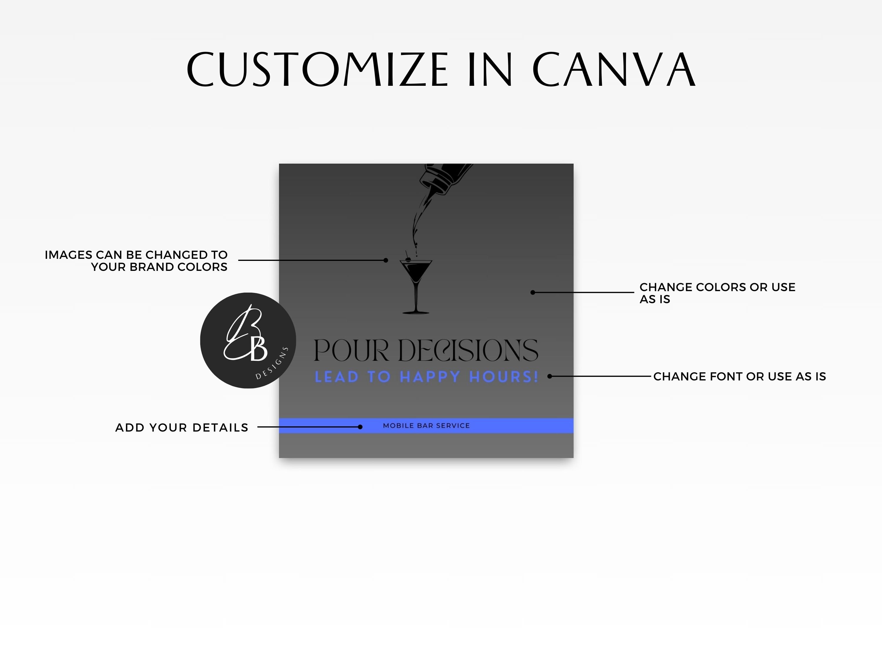 Mobile Bartending Templates for Social Media, Done for You Instagram ...