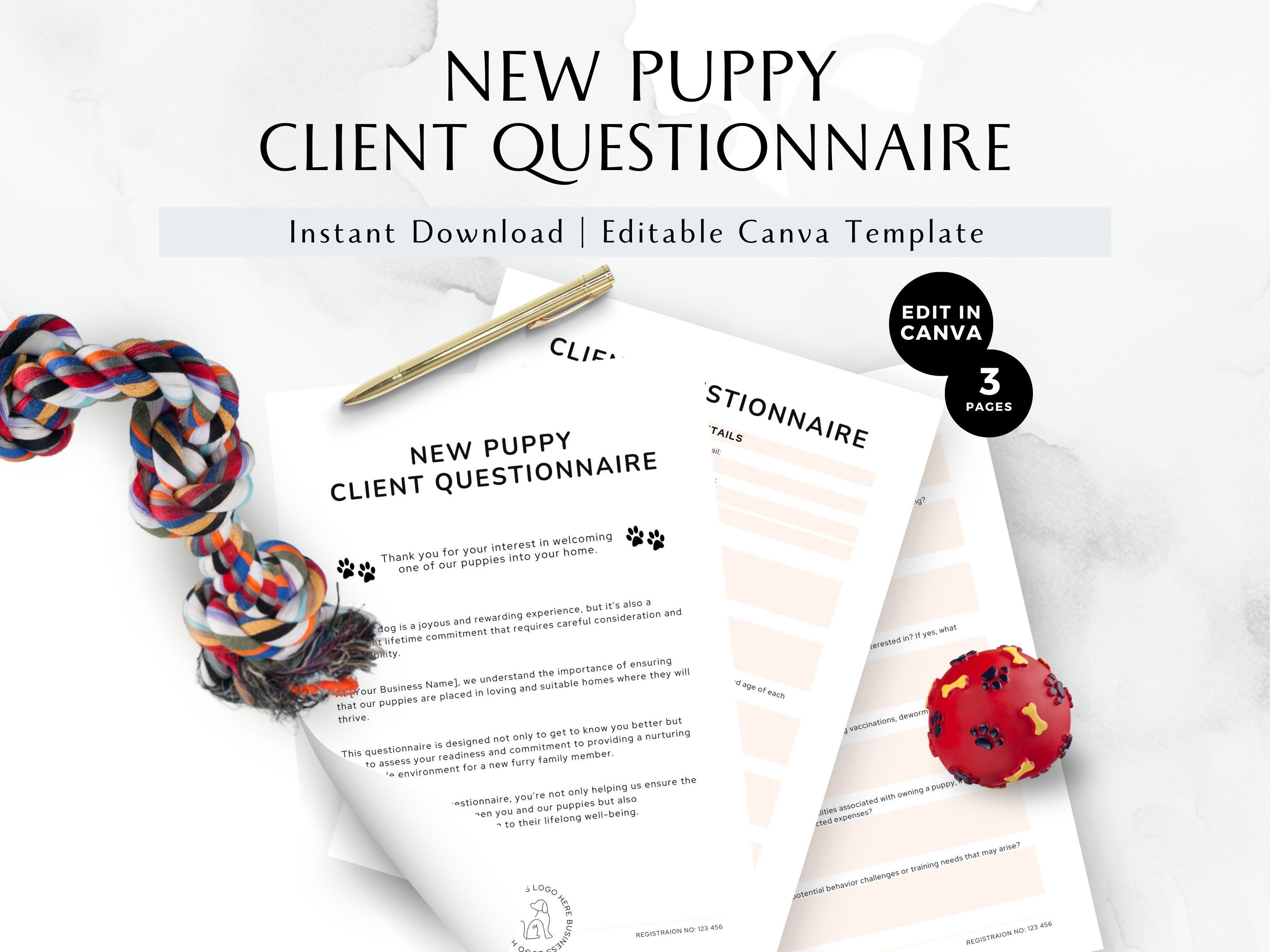 Dog Breeder Questionnaire, New Puppy Client Intake, Ethical Dog ...