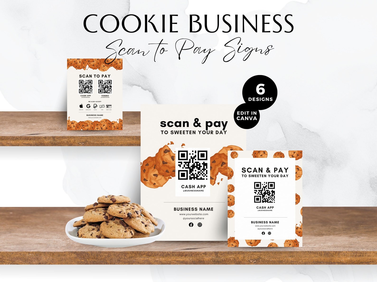 Scan to Pay Cookie Sign, Custom QR Code Payment Signs, Cookie Business ...