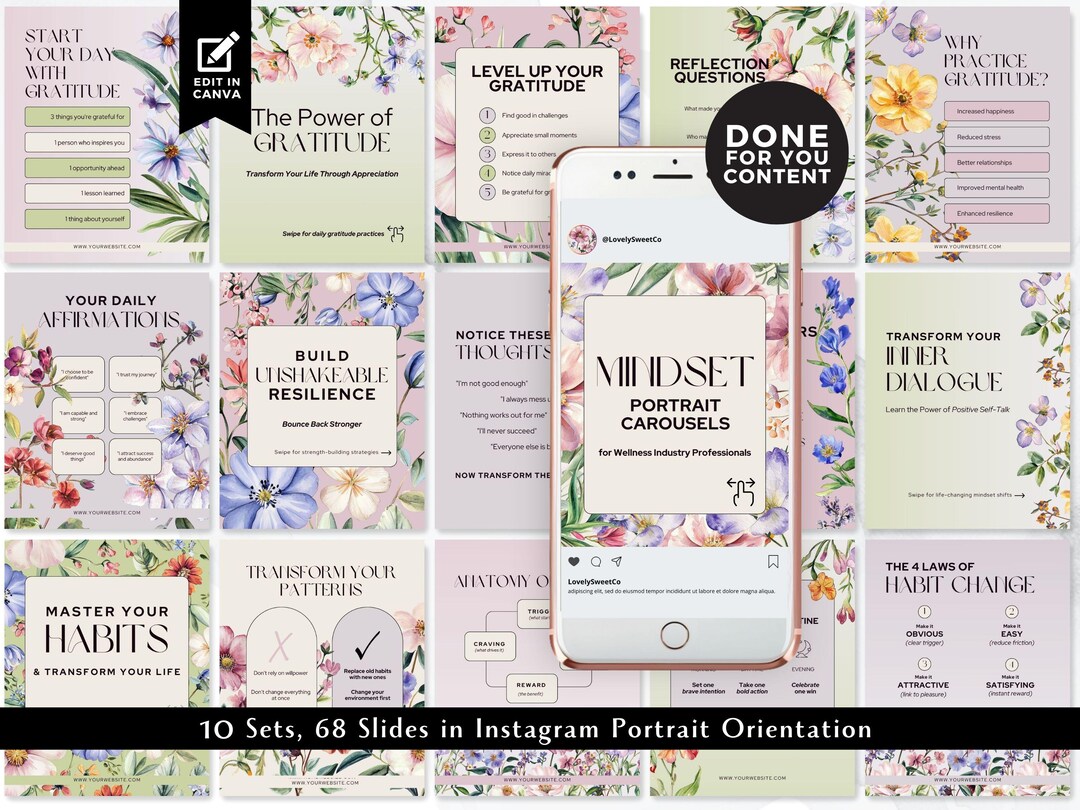 Portrait Mindset Instagram Carousel Post, Wellness Coach Content, Done ...