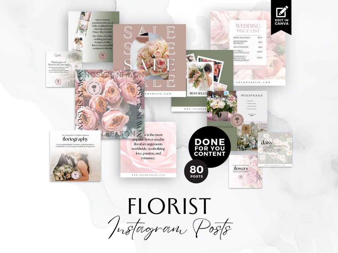 Florist Instagram Post Template, Flower Shop Insta Square Post, Canva ...