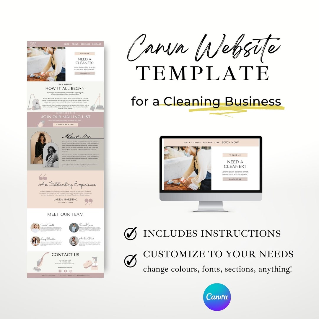 Canva Website Template Cleaning Business, Landing Page, Sliding Website ...