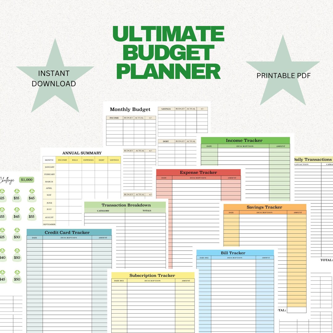 Printable Budget Planner - Financial Organizer, Expense Tracker ...