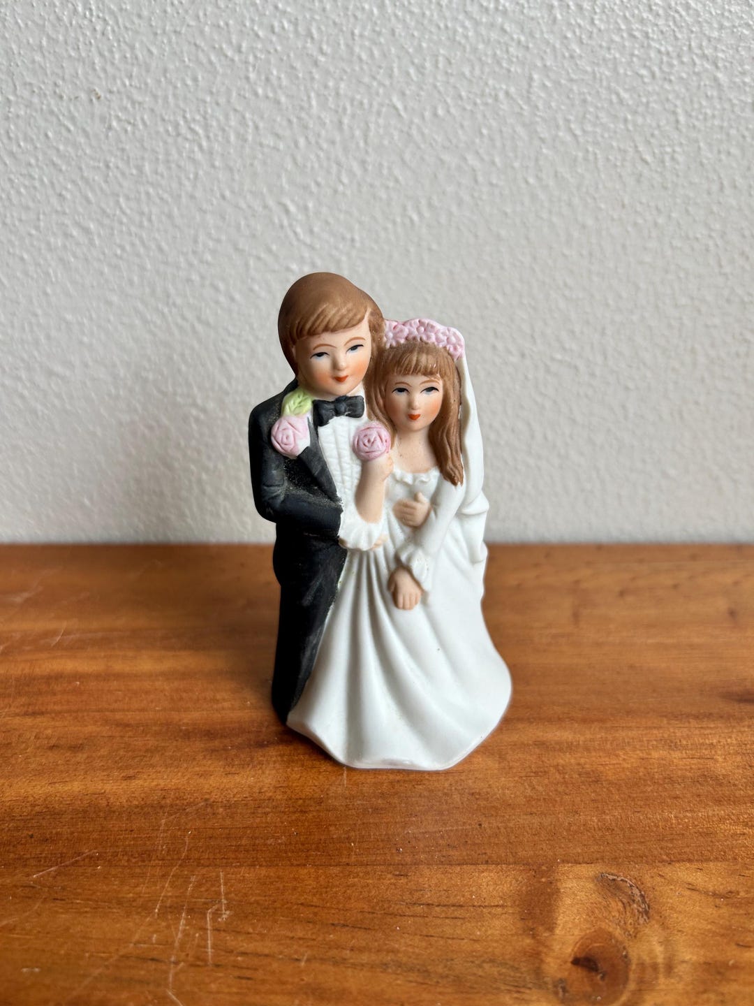 Vintage Ceramic Wedding Cake Topper, Man and Woman, Vintage LEGO Style ...