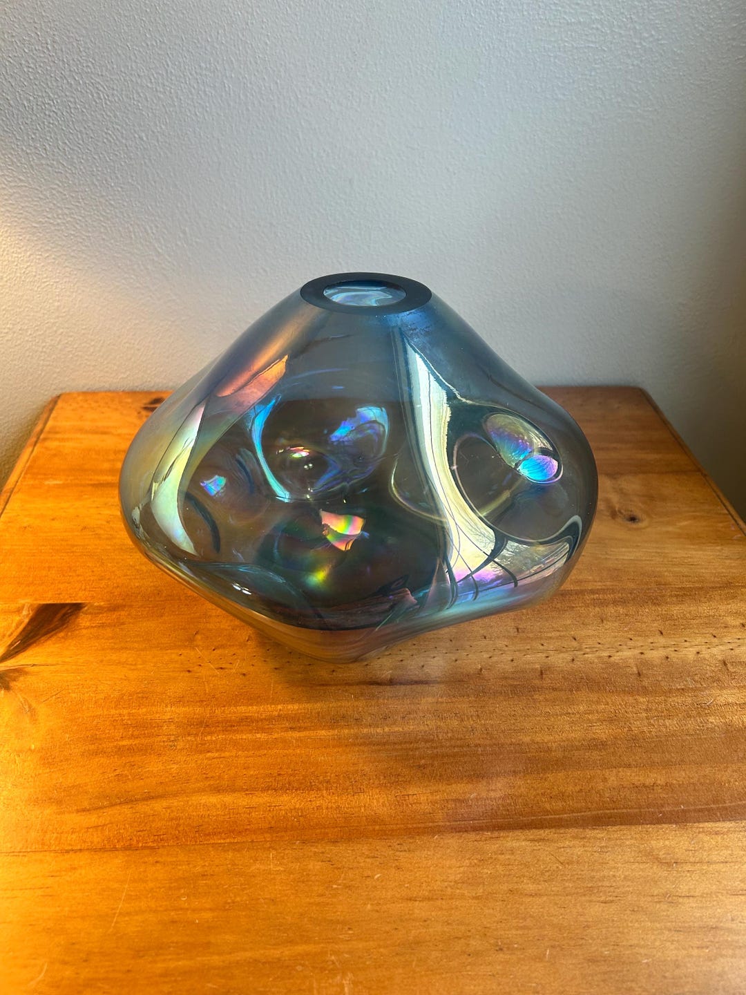 Vintage Blue Mid Century Modern Glass Vase, MCM, Mid Mod Glass, Gift ...