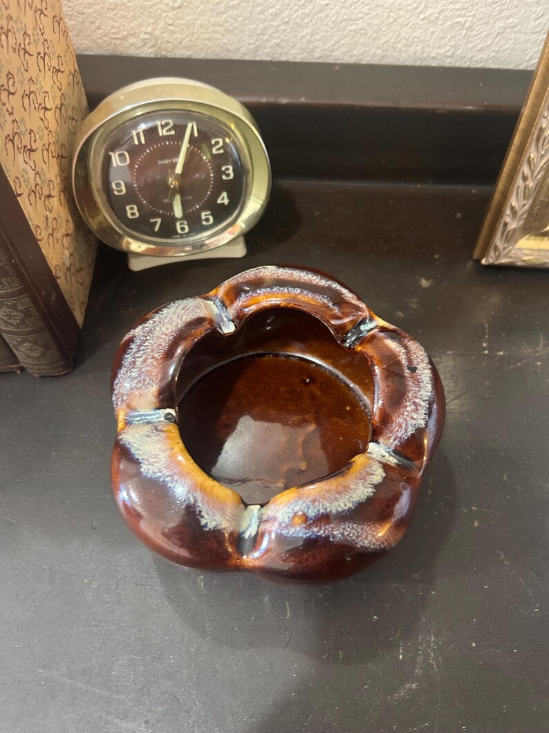 Vintage Ceramic Ash Tray, Vintage Brown Drip Ashtray, Brown Drip ...