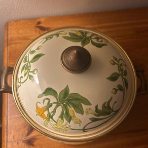 Vintage Asta Enamelware Honeysuckle Pattern Pot, Made in West Germany ...