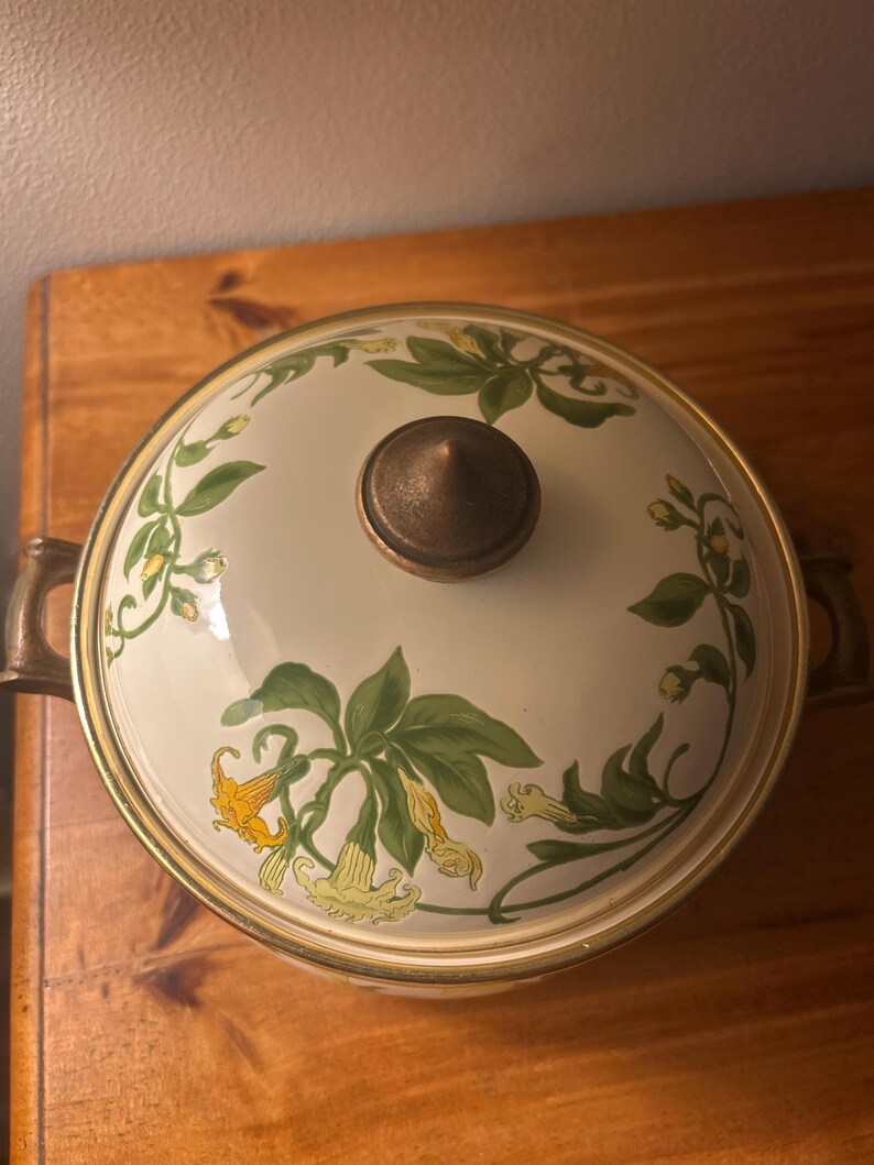 Vintage Asta Enamelware Honeysuckle Pattern Pot, Made in West Germany ...