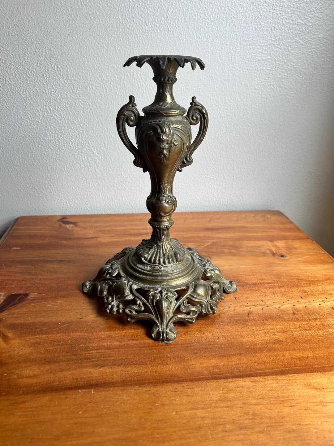 Vintage Rococo Revival Candlestick: Ornate Brass-colored Metal Decor - Etsy