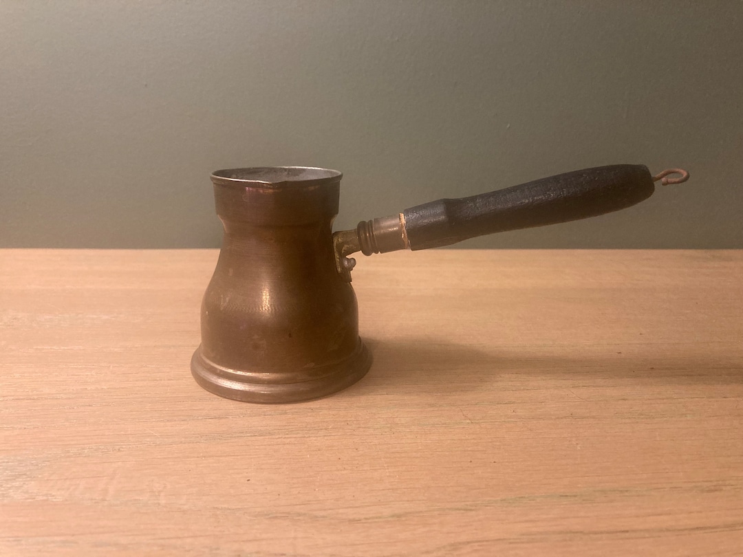 Vintage Copper Turkish Coffee Pot With Wooden Handle, Ibrik Coffee, a ...