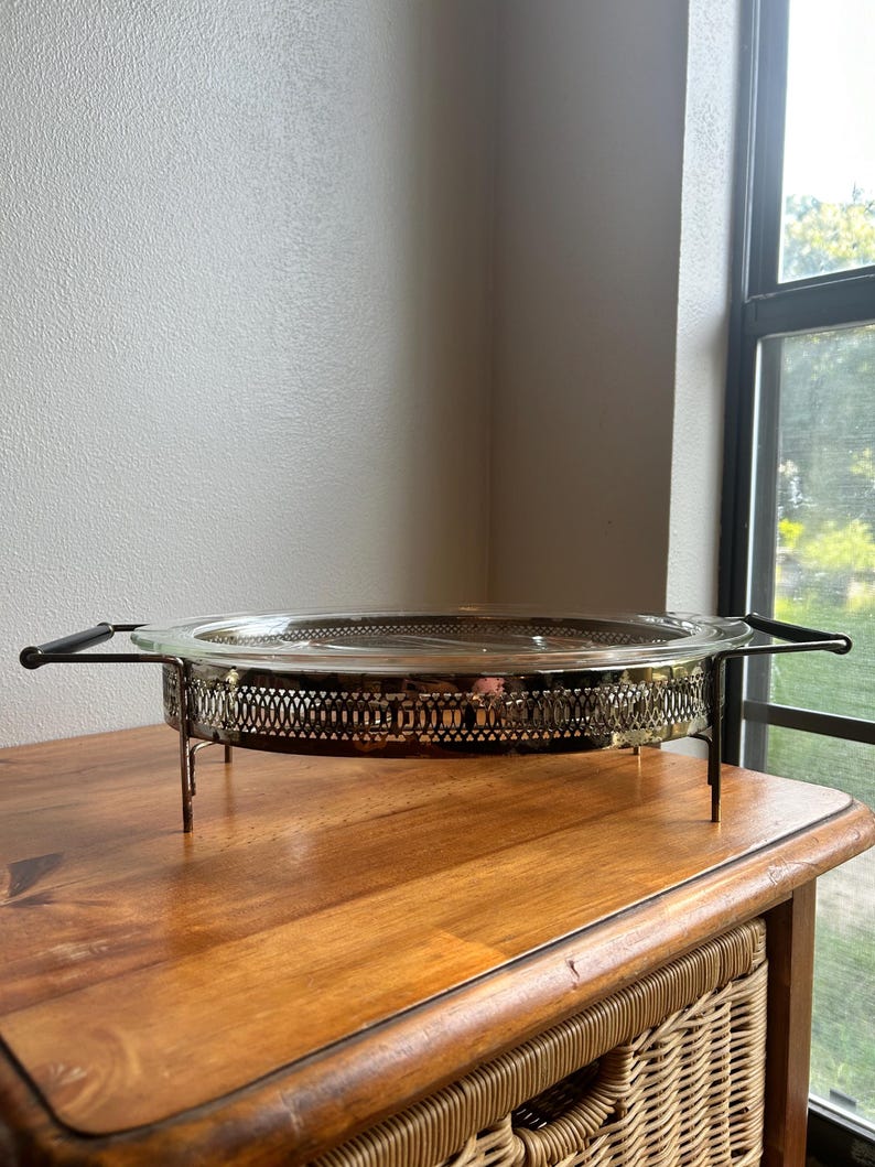 Vintage Pyrex Chaffing Dish, Tree of Life Serving Plate, Silver Tray ...