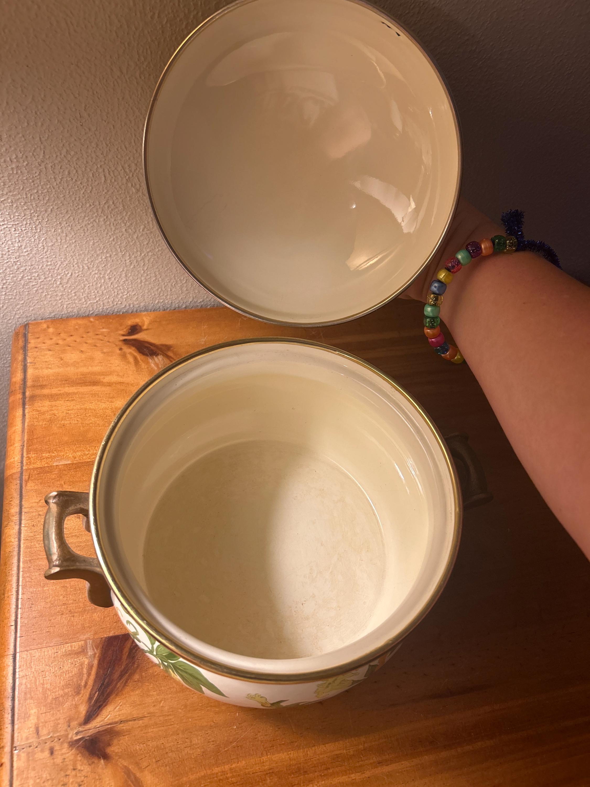 Vintage Asta Enamelware Honeysuckle Pattern Pot, Made in West Germany ...