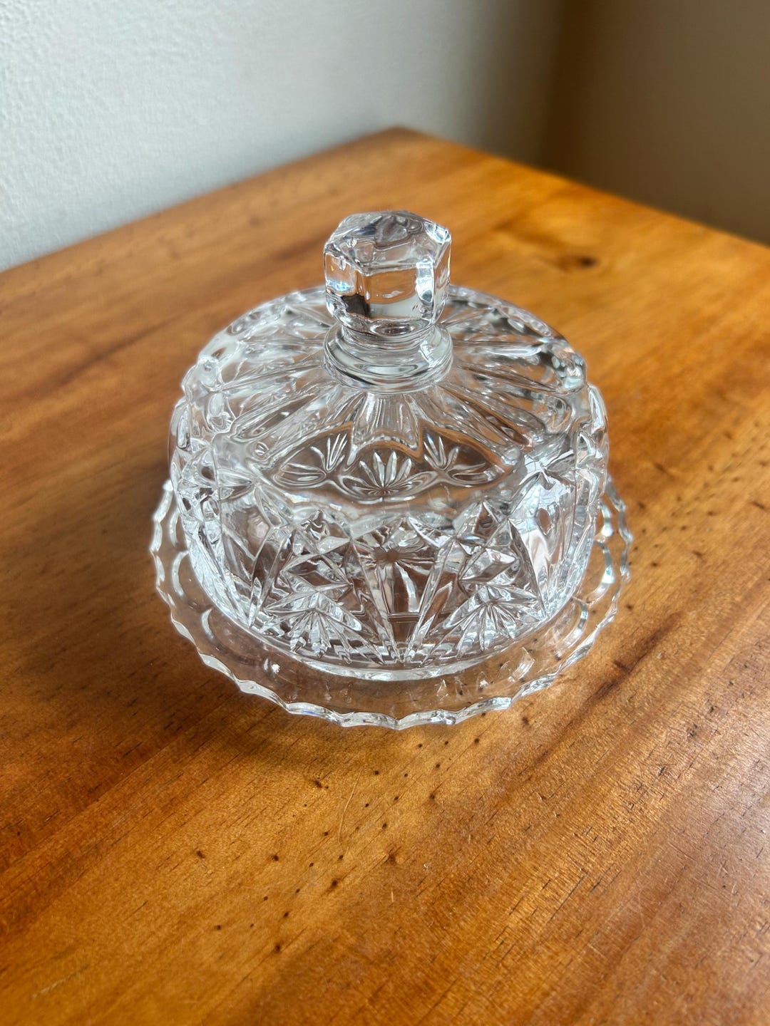 Vintage Small Crystal Butter Dish With Lid (read Description) Covered ...