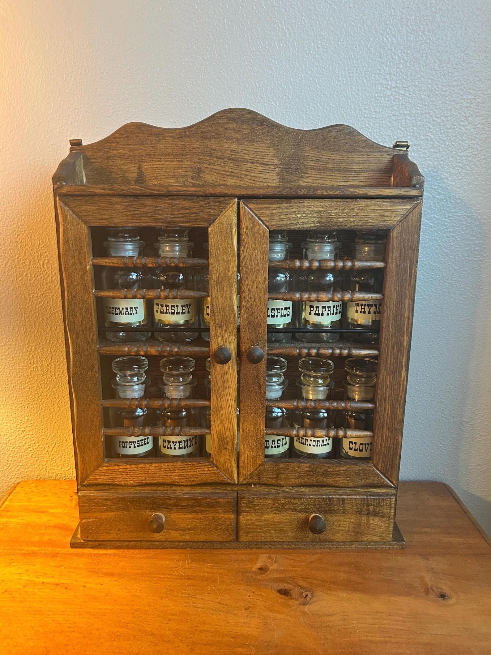 Vintage Spice Rack, 1970s Spice Rack, Apothecary Style Spice Rack, Made ...