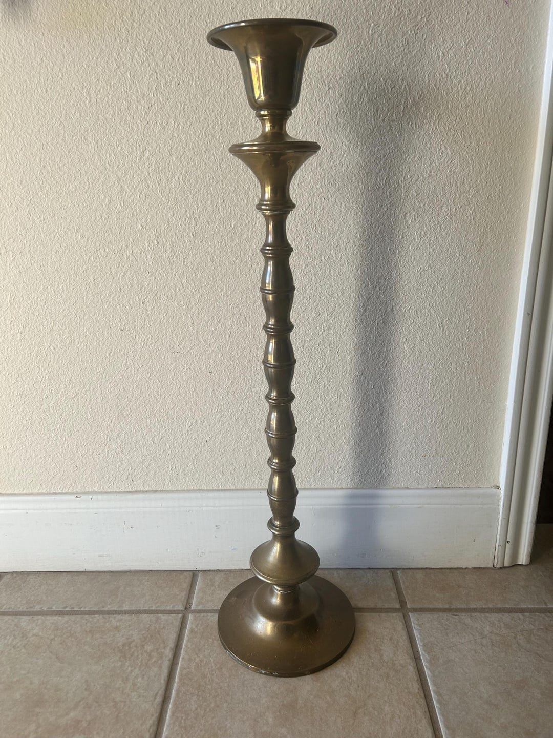LARGE Vintage Brass Pillar Candlestick, 28 Inches Tall, Altar ...