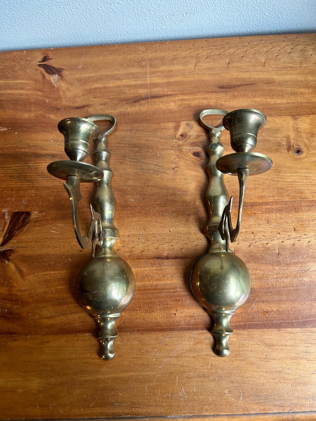 Set of Two Vintage Brass Wall Sconces, Colonial Style, Vintage Home ...
