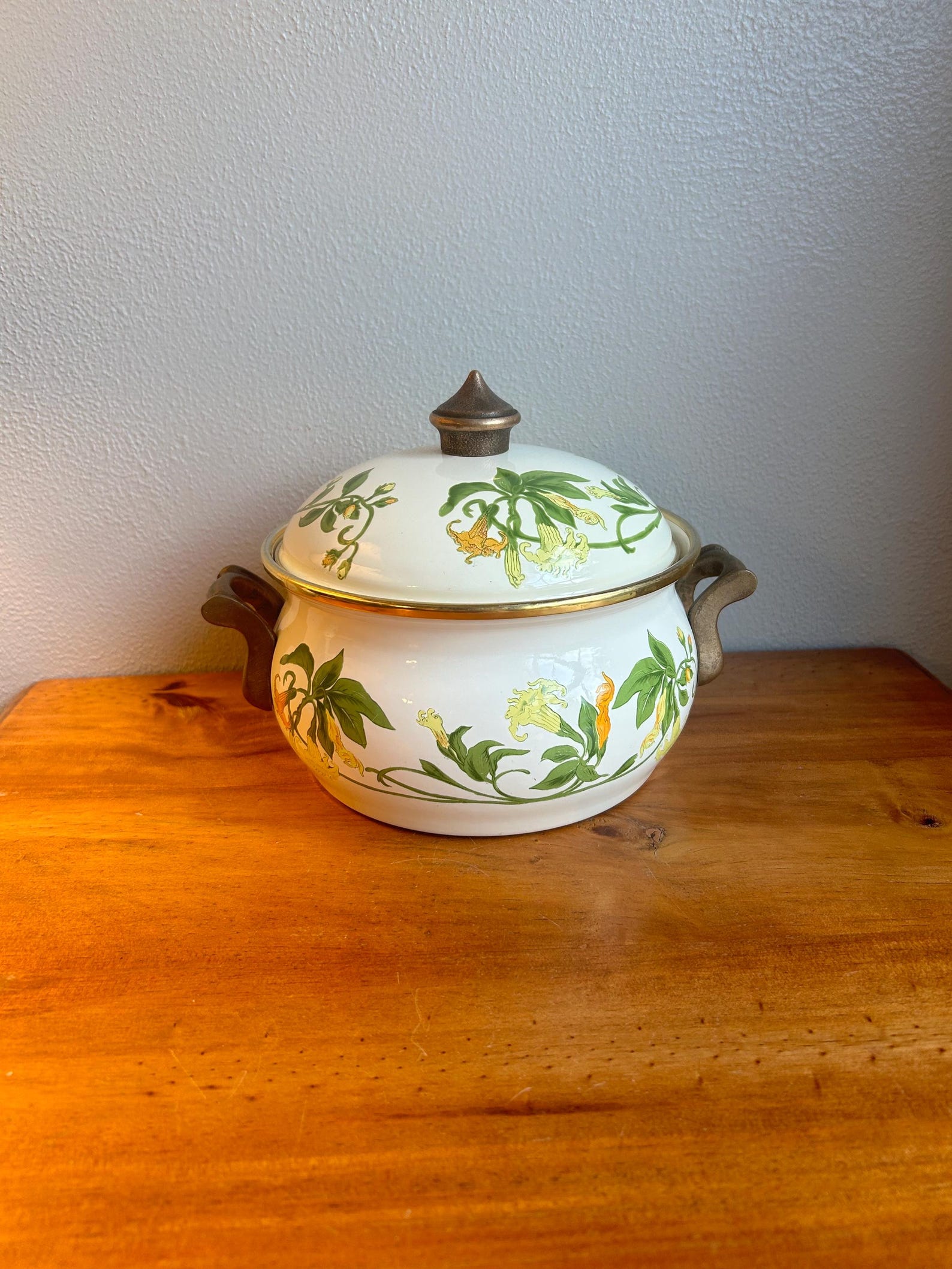 Vintage Asta Enamelware Honeysuckle Pattern Pot, Made in West Germany ...
