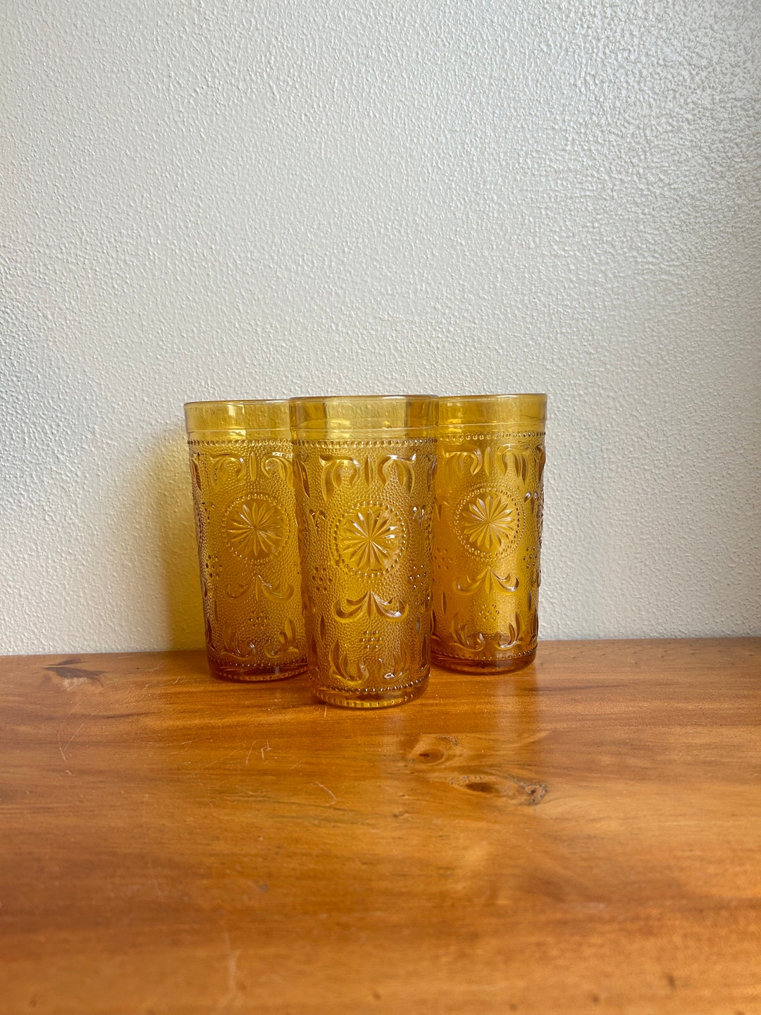 Vintage Amber Brockway Glass American Concord Tumblers, Sold ...