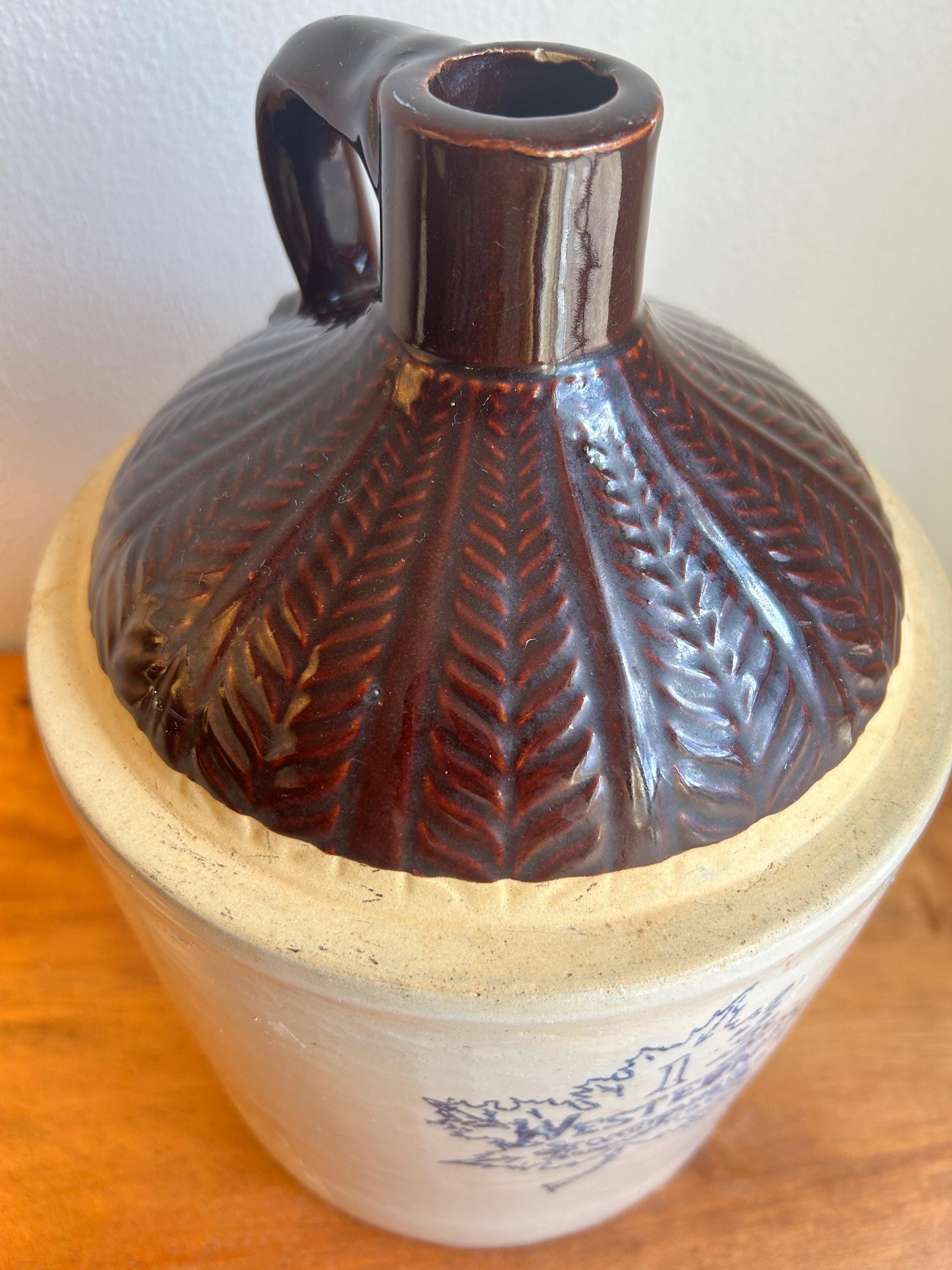 Antique Western Stoneware 1 Gallon Jug, Whiskey Jug, Antique Brown Jug ...