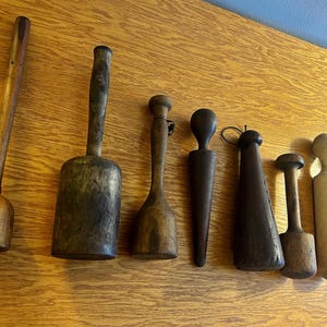 Antique and Vintage Wooden Pestles, Wooden Mashers, Primitive Kitchen Utensils, Farmhouse Decor ...