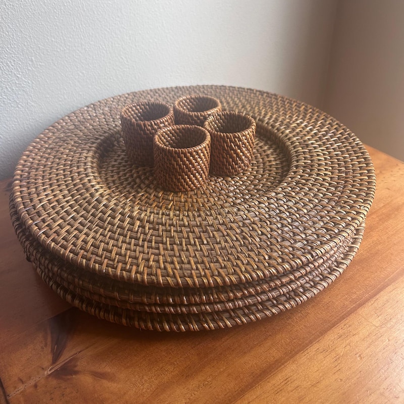 Rattan Chargers - Etsy
